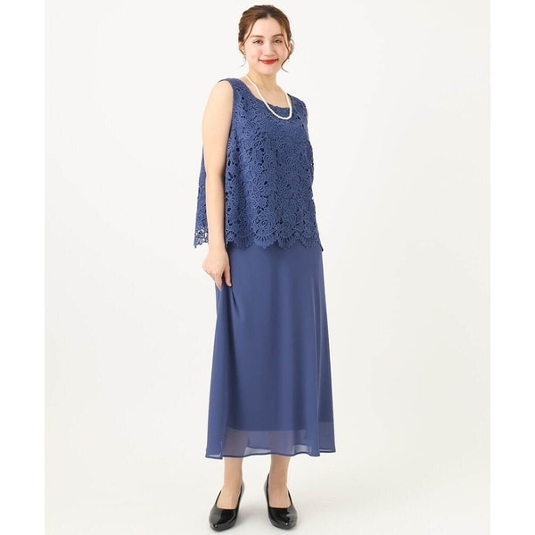 エウルキューブ（eur3）/【大きいサイズ】レースブラウス×ジョーゼットスカートセットアップ