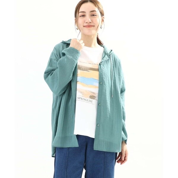 エウルキューブ（eur3）/【大きいサイズ】シアーフーディーブラウス