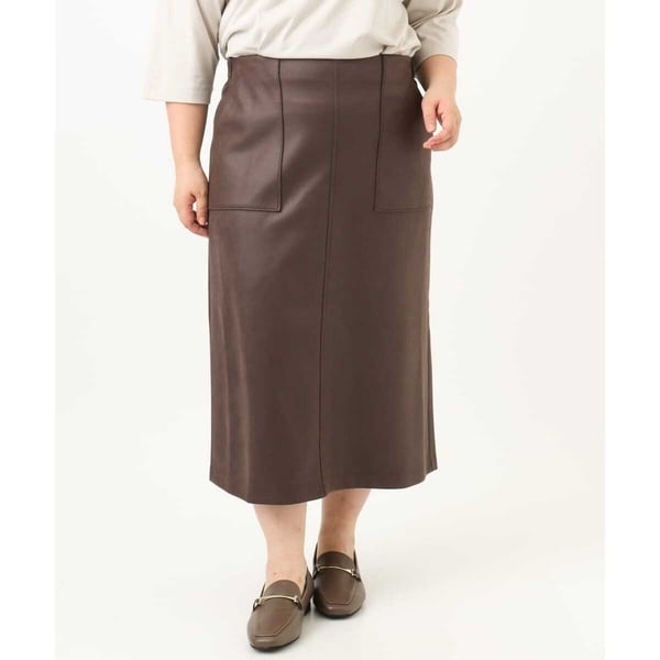 エウルキューブ（eur3）/【大きいサイズ】フェイクレザータイトスカート