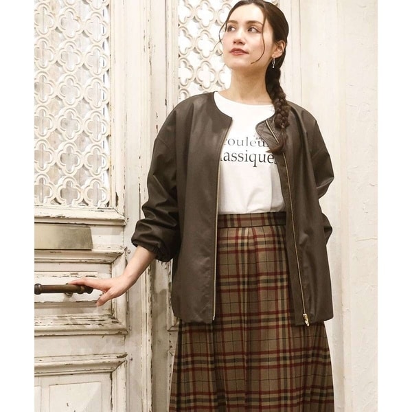 エウルキューブ（eur3）/【大きいサイズ】フェイクレザーノーカラージャケット