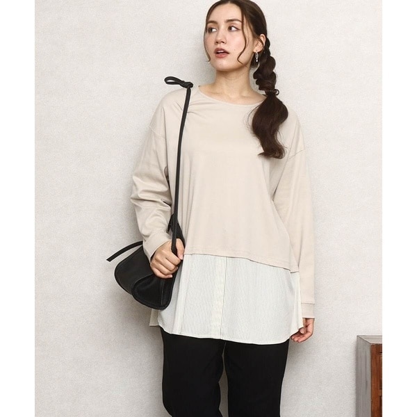 エウルキューブ（eur3）/【大きいサイズ】シャツレイヤード風カットソー