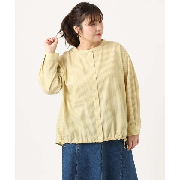 エウルキューブ（eur3）/【大きいサイズ】バンドカラーストライプブラウス