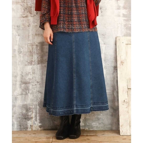 エウルキューブ（eur3）/【大きいサイズ】ストレッチデニムロングスカート