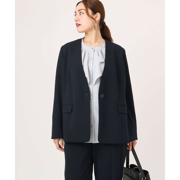 エウルキューブ（eur3）/【大きいサイズ/11号サイズあり】カットジョーゼットノーカラージャケット