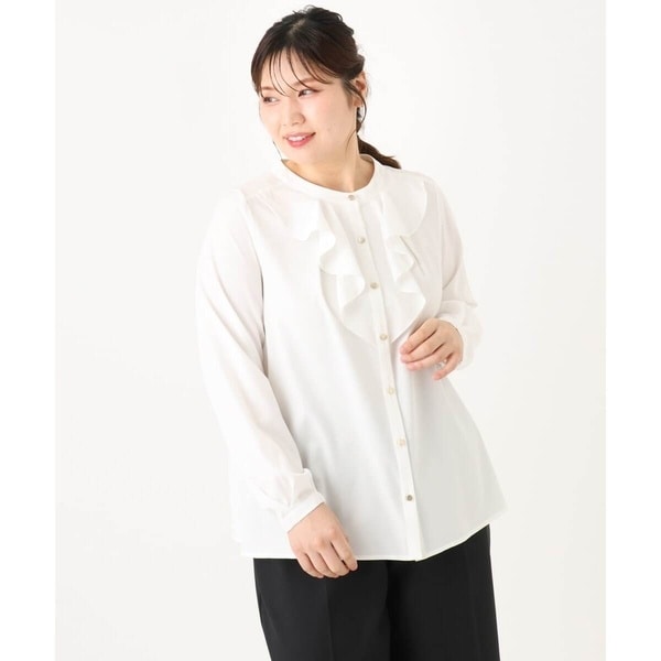 エウルキューブ（eur3）/【大きいサイズ/11号サイズあり】ラッフルカラーブラウス