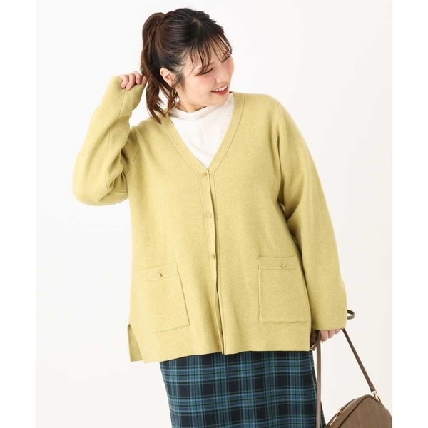 エウルキューブ（eur3）/【大きいサイズ】Vネックゴールドボタンカーディガン