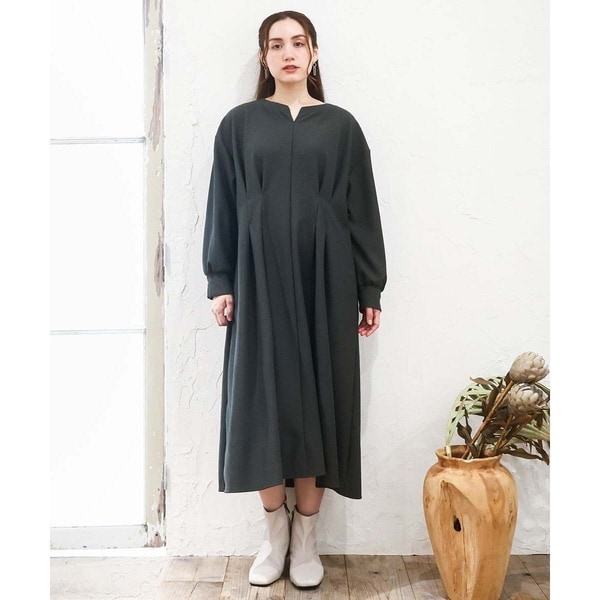 エウルキューブ（eur3）/【大きいサイズ/LAVEANGE×eur3】タックジャージーワンピース