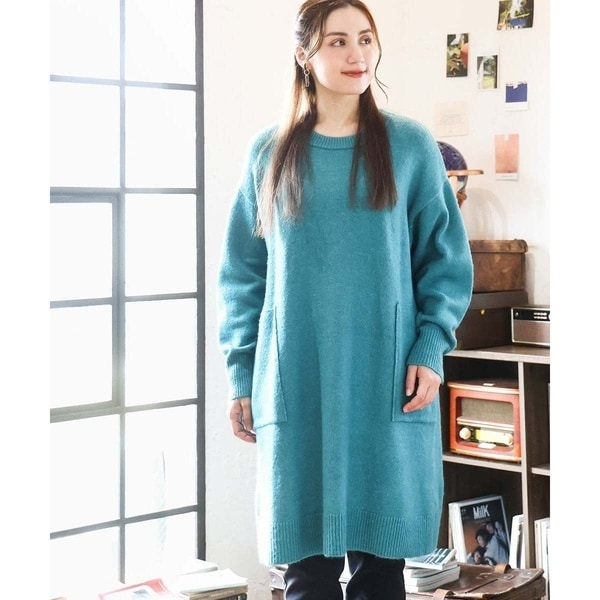 エウルキューブ（eur3）/【大きいサイズ/LAVEANGE×eur3】アンゴラタッチニットチュニックワンピース