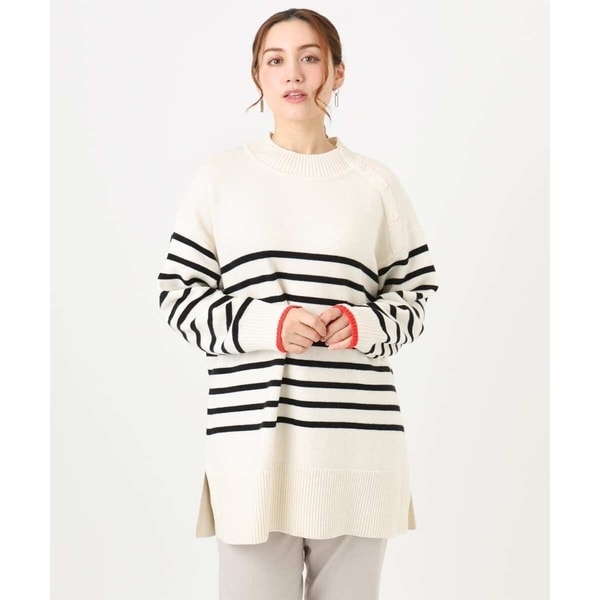 エウルキューブ（eur3）/【大きいサイズ】パネルボーダー配色ラインニット