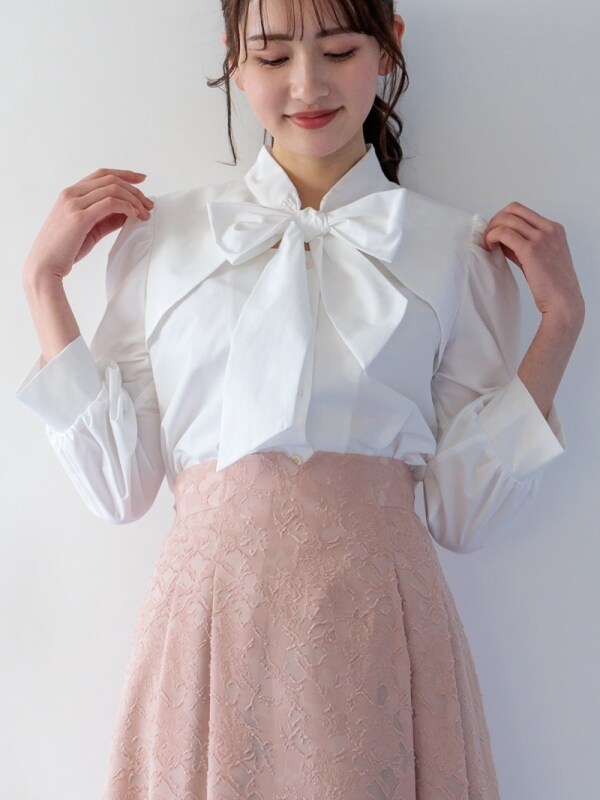 カールパークレーン（Karl Park Lane）/T/Cカレンダータンブラー　無地リボンブラウス