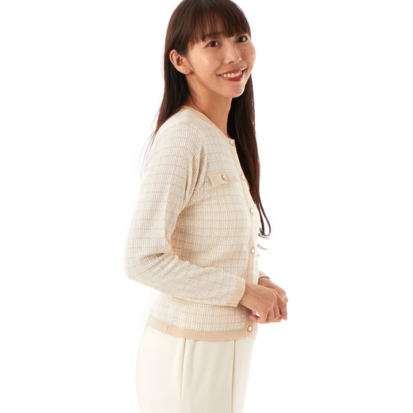 カールパークレーン（Karl Park Lane）/【サマーニット】配色ツィード調丸首カーディガン