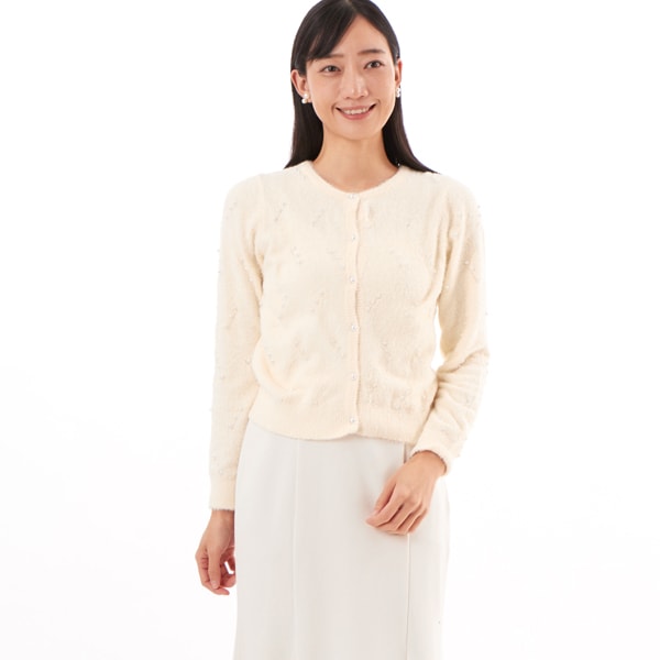 カールパークレーン（Karl Park Lane）/ミンクライクファー パール×柄丸首カーデ