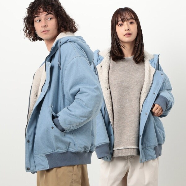 パープル＆イエロー（Purple & Yellow）/デニムフーデッドブルゾン