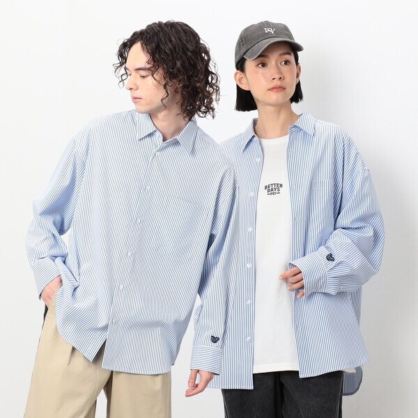 パープル＆イエロー（Purple & Yellow）/刺繍ブロードワイドシャツ