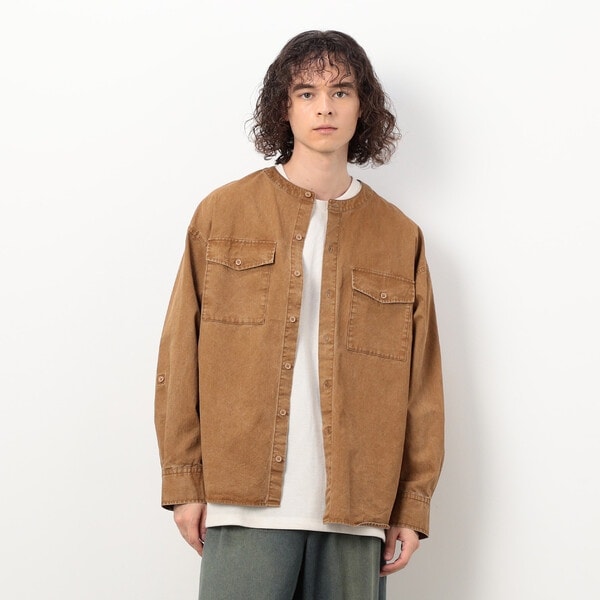 パープル＆イエロー（Purple & Yellow）/硫化ツイルブリーチクルーネック ワークシャツ