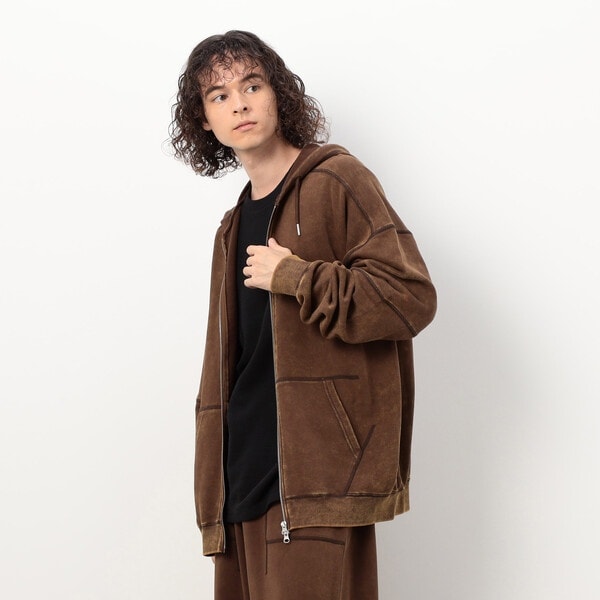 パープル＆イエロー（Purple & Yellow）/フロスト加工裏毛 パーカ