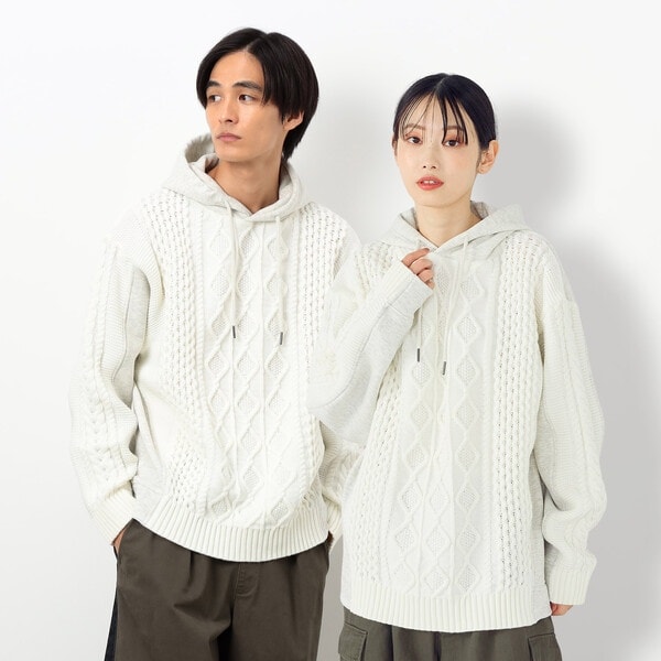 パープル＆イエロー（Purple & Yellow）/ニット×裏シャギーパーカ