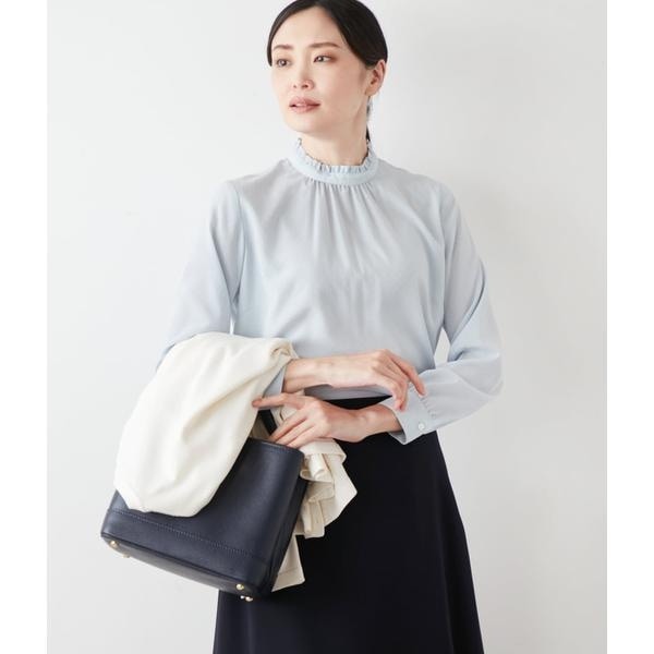 ニューヨーカー（NEWYORKER）/ミニドットデシン フリルスタンドギャザーブラウス