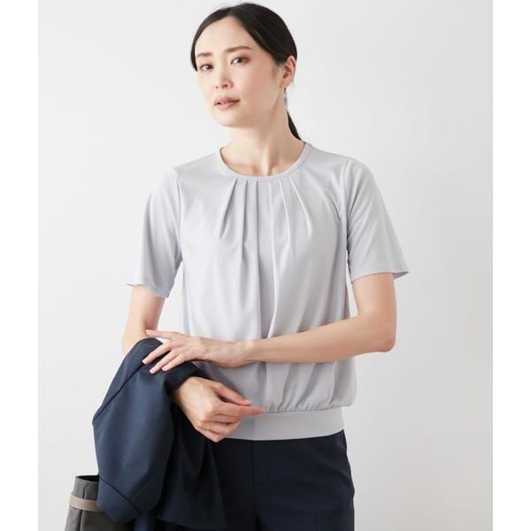 ニューヨーカー（NEWYORKER）/【接触冷感】トリアセ強撚スムース フロントタック半袖プルオーバー