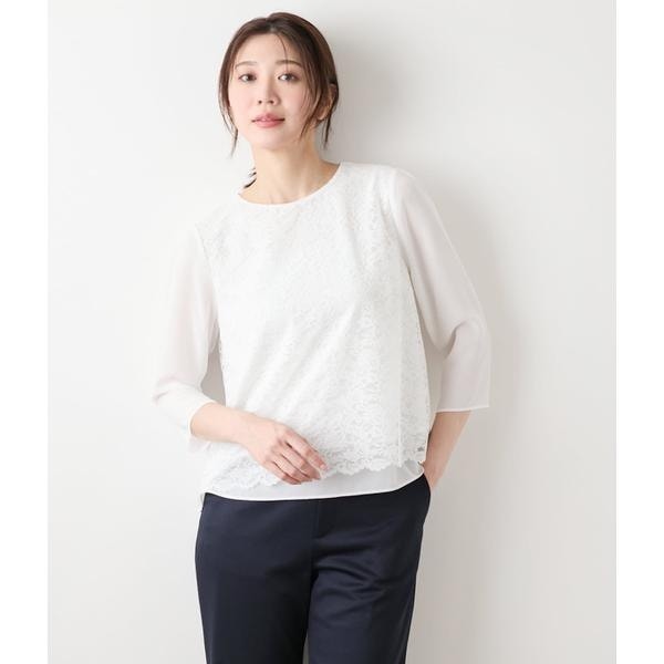 ニューヨーカー（NEWYORKER）/TR天竺フラワーレース 7分袖プルオーバー