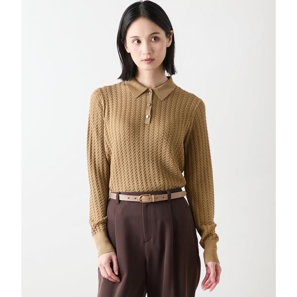 ニューヨーカー（NEWYORKER）/【手洗い可能】ケーブルニットポロシャツ