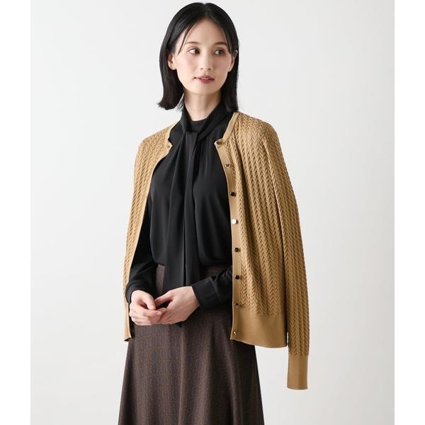 ニューヨーカー（NEWYORKER）/【手洗い可能】ケーブルクルーネックカーディガン