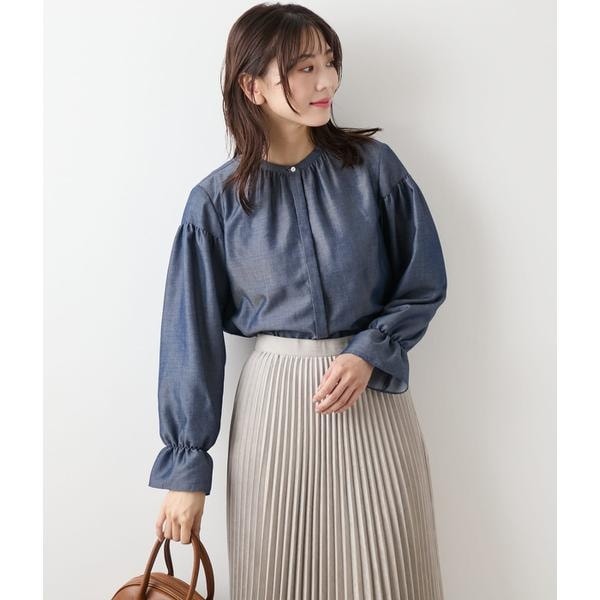 ニューヨーカー（NEWYORKER）/ダンガリーツイル ギャザーフリルブラウス