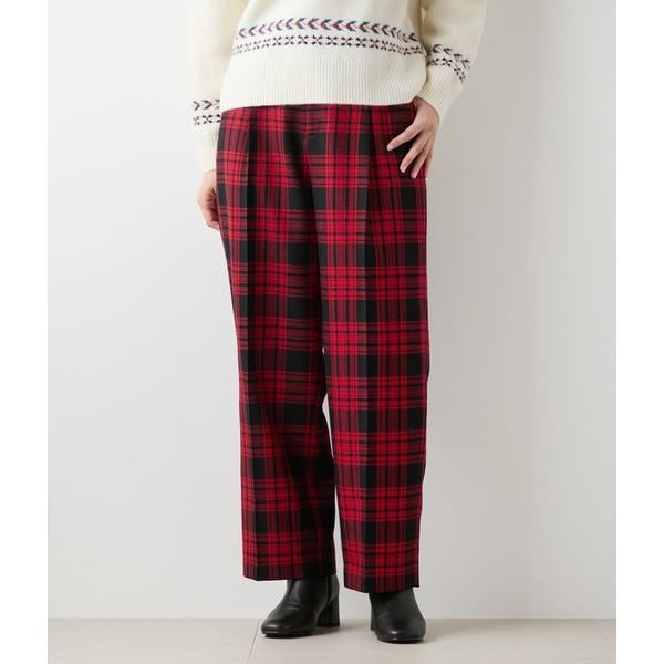 ニューヨーカー（NEWYORKER）/ウールタータン ワンタックテーパードパンツ