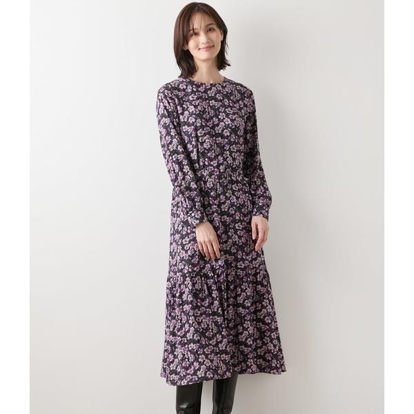 ニューヨーカー（NEWYORKER）/【ウォッシャブル】ビオラフラワープリント ティアードギャザーロングワ