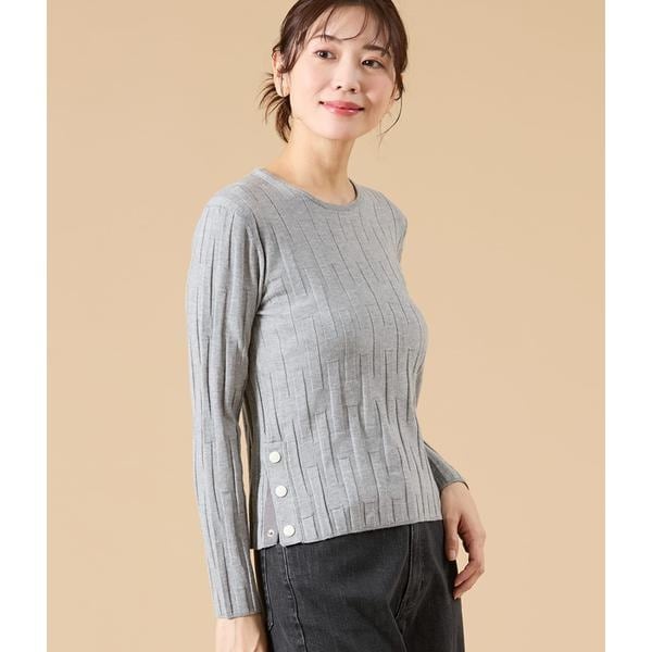 【NEW】ニューヨーカー（NEWYORKER）/レーヨンポリエステルリブ サイドボタンニットプルオーバー