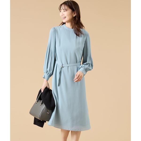 【NEW】ニューヨーカー（NEWYORKER）/【ウォッシャブル】ソフトジョーゼット 袖プリーツワンピース