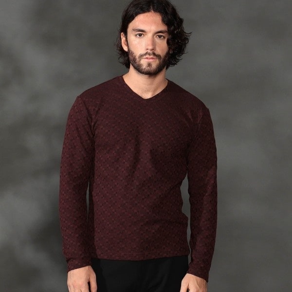 ハイダウェイ（HIDEAWAYS）/幾何学柄風ジャカードＶネックプルオーバー