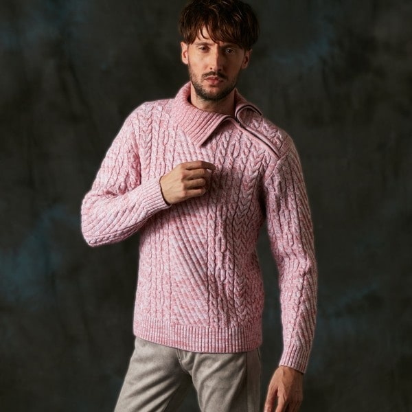 ハイダウェイ（HIDEAWAYS）/ケーブル編み衿ファスナータートルネックニット