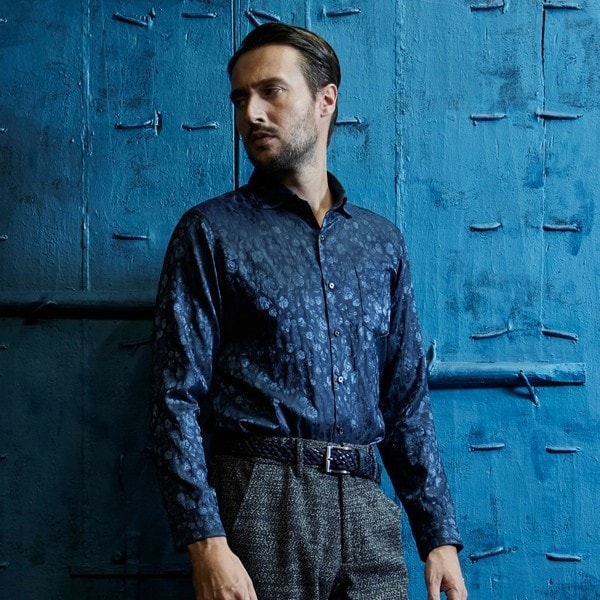 ハイダウェイ（HIDEAWAYS）/ストレッチサテンジャカードシャツ