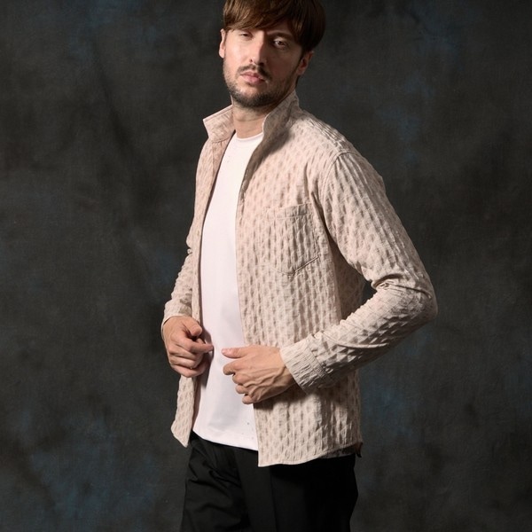 ハイダウェイ（HIDEAWAYS）/カラーコーティングスタンドカラーシャツ