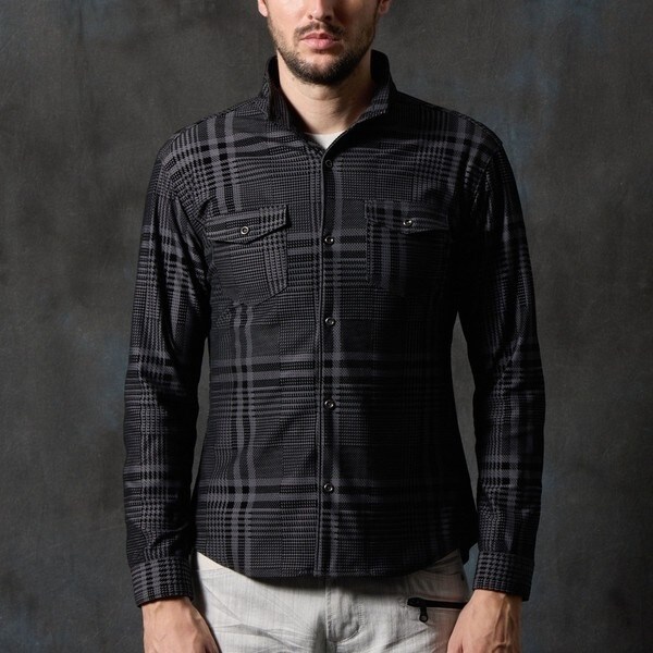 ハイダウェイ（HIDEAWAYS）/フロッキープリントスタンドカラーシャツ