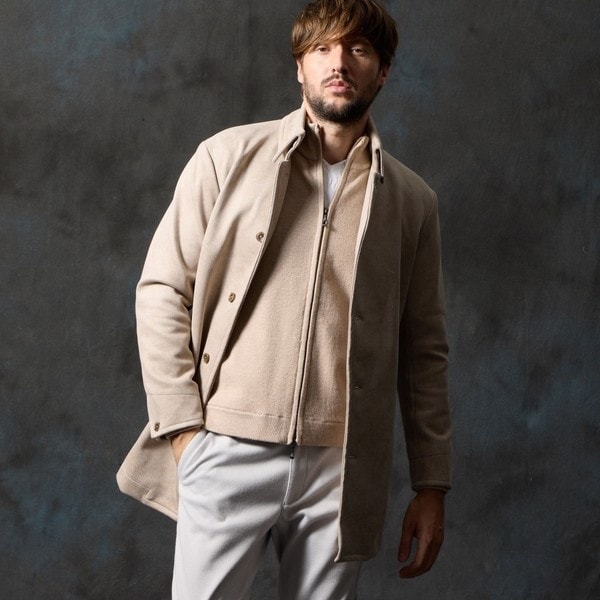 ハイダウェイ（HIDEAWAYS）/マイクロ起毛ポンチ　ムラプリントスタンドコート