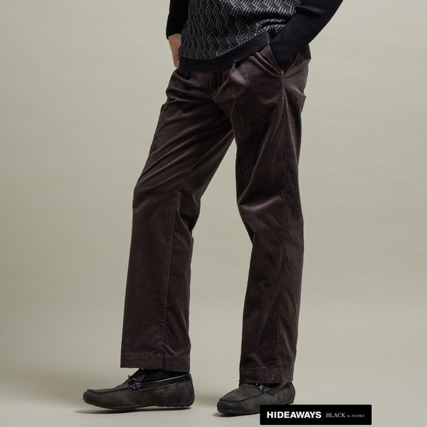 ハイダウェイ（HIDEAWAYS）/【HIDEAWAYS BLACK】コーデュロイワンタックイージースラックス