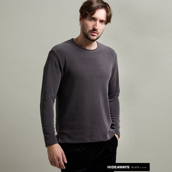 ハイダウェイ（HIDEAWAYS）/【HIDEAWAYS BLACK】シェニールバイアスジャカードプルオーバー