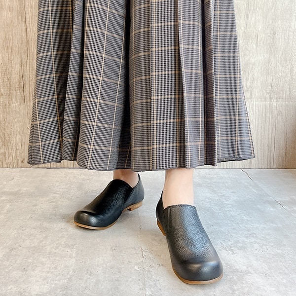 ヒナ デイ グリーン（Hina Day Green）/やわらか 本革 サイドゴア スリッポン