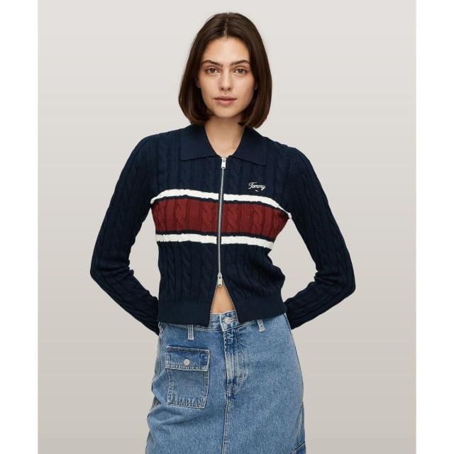 トミー ジーンズ（ JEANS）/2WAYケーブルジップアップカーディガン