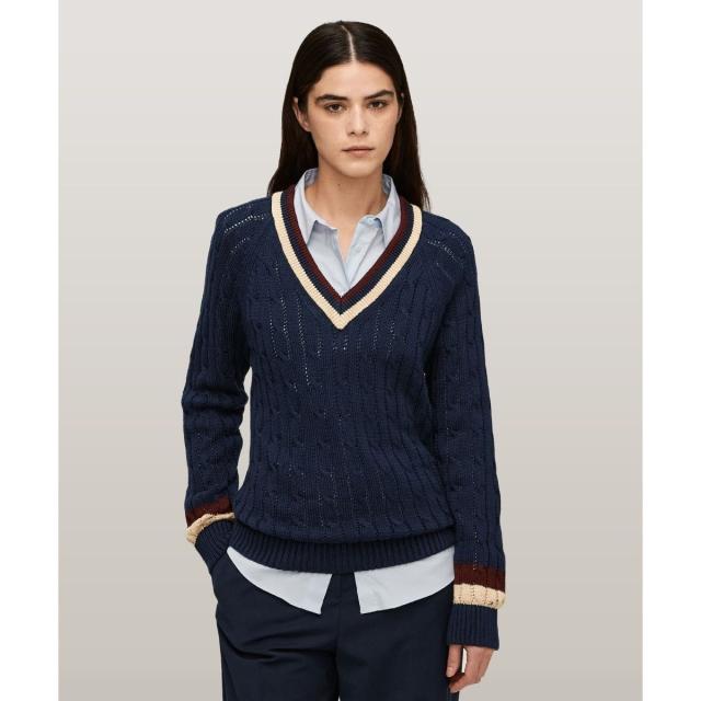 トミー ジーンズ（ JEANS）/バーシティケーブルVネックセーター