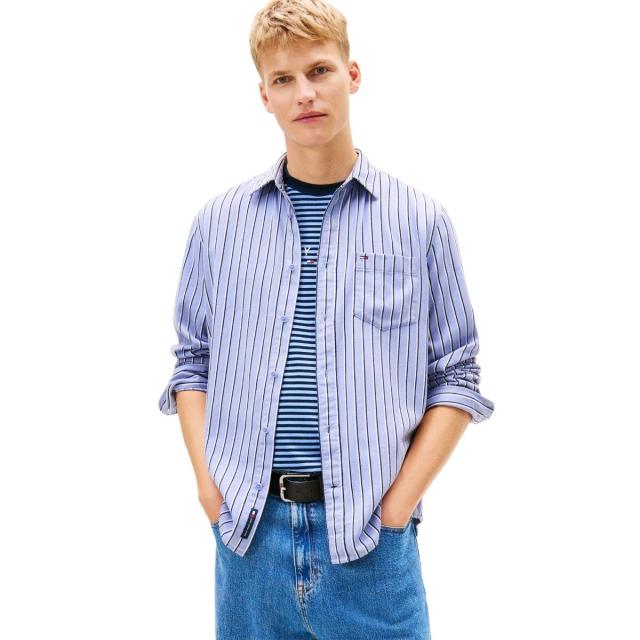 トミー ジーンズ（ JEANS）/リラックスストライプツイルシャツ
