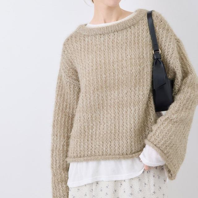 ロペピクニック（ROPE’ PICNIC）/【emur/エミュール】フェザーラメメッシュ編みニット