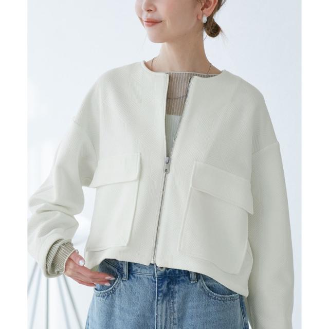 ロペピクニック（ROPE’ PICNIC）/幾何柄ジャガードショート丈ブルゾン