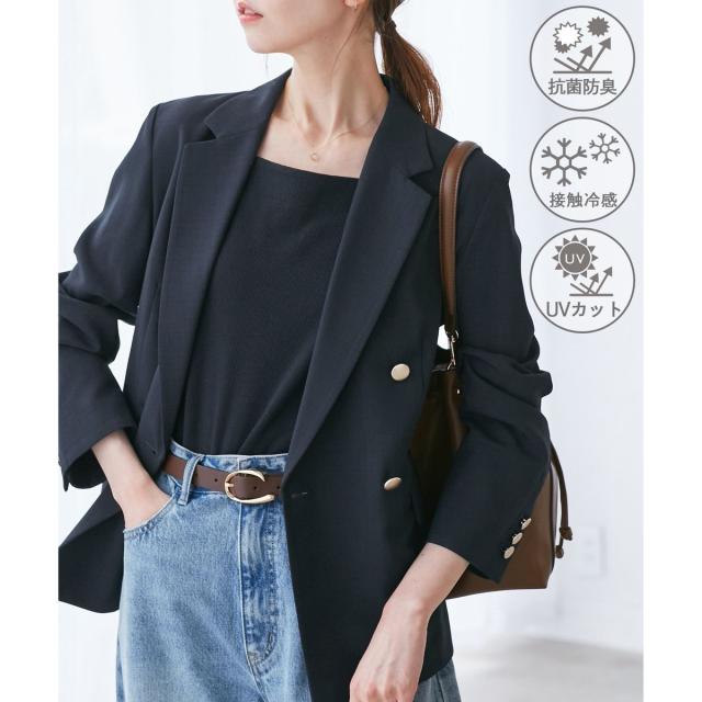 ロペピクニック（ROPE’ PICNIC）/【抗菌防臭・接触冷感・UVカット】カナパ金ボタンジャケット/通勤・セットアップ対応