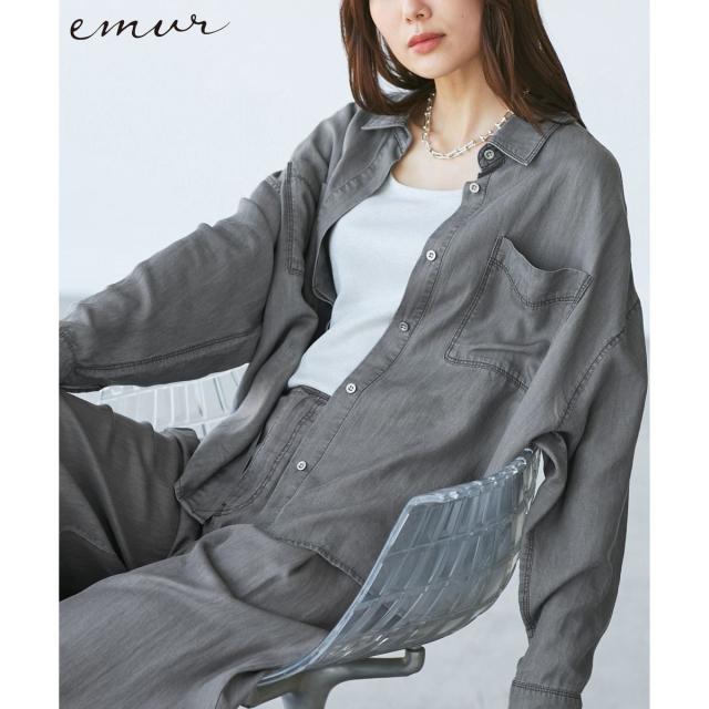 ロペピクニック（ROPE’ PICNIC）/【emur/エミュール】ラウンドヘム抜き襟比翼シャツ