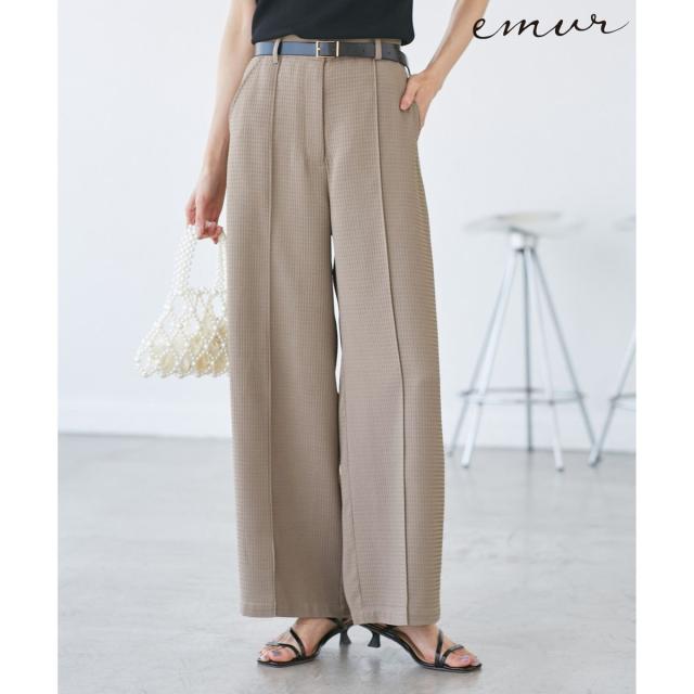ロペピクニック（ROPE’ PICNIC）/【emur/エミュール】ワッフルきれいめワイドパンツ