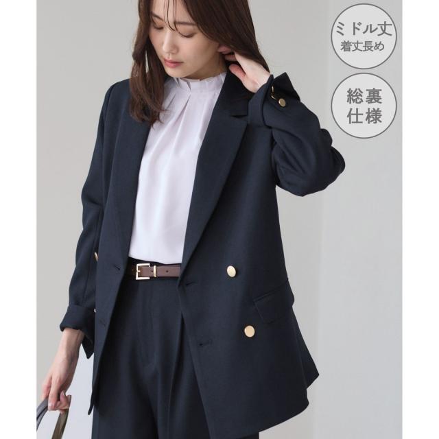 ロペピクニック（ROPE’ PICNIC）/【WEB限定】レディハンサムシリーズ ウールライク金ボタンミドル丈ジャケット(総裏地)