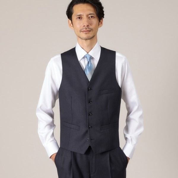 タケオキクチ（TAKEO KIKUCHI）/【DORMEUIL AMADEUS365】ピンストライプ ベスト3ピース対応